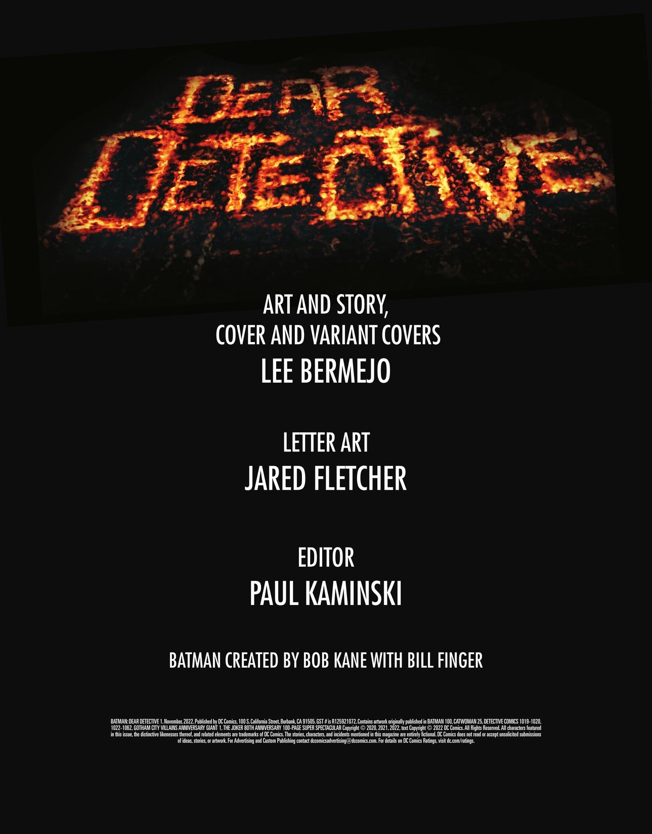 Batman: Dear Detective (2022) #1